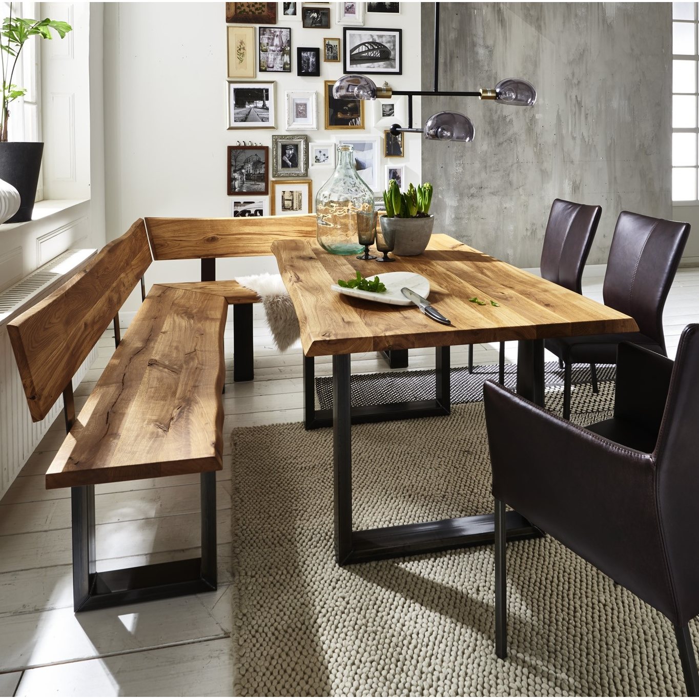 Piana Oak Dining Table (with U-shape metal legs 4x10cm) - CASA